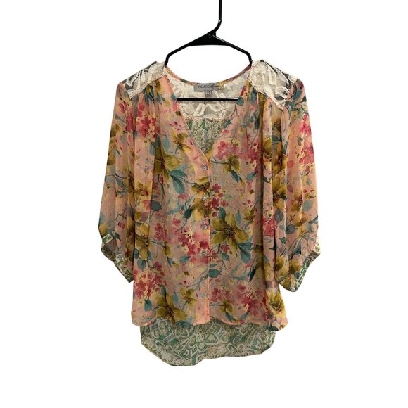 Figueroa & Flowers | Tops | Figueroa Flowers Womens Floral Sheer Top ...